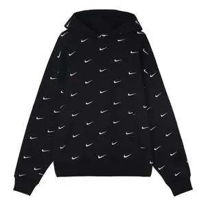 Nike All Over Swoosh Logo Hoodie - Black