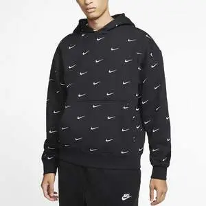 Nike All Over Swoosh Logo Hoodie - Black
