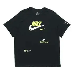 Nike Swoosh Round Neck Short Sleeve" T-shirt - Black