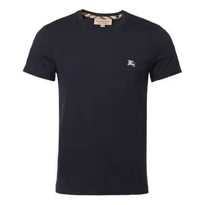 Burberry Logo Round Neck Short Sleeve Navy Blue - Dark Blue