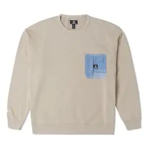 CONVERSE Denim Patchwork Crew Sweatshirt - Beach Stone