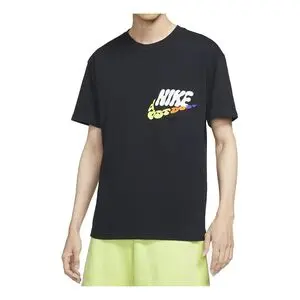 Nike Pocket Logo Printing Sports Round Neck Short Sleeve - Black