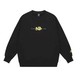 NEW BALANCE Logo Printing Knit Sports Round Neck Pullover - Black