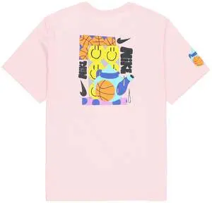 Nike Smiling Face Printing Athleisure Casual Sports Round Neck Short Sleeve Pink Red T-shirt - Multi-color