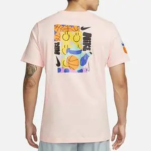 Nike Smiling Face Printing Athleisure Casual Sports Round Neck Short Sleeve Pink Red T-shirt - Multi-color