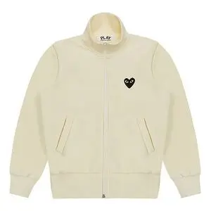 Play Comme Des Garcon COMME Des GARCONS PLAY Full Zip Sweatshirt With Heart Logo Off/white