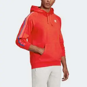 Adidas Originals 3dtf 3 Stripe Hooded Sweatshirt - Pinkred