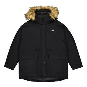 NEW BALANCE Warm Mid-down Jacket With Faux Fur Trim - Black