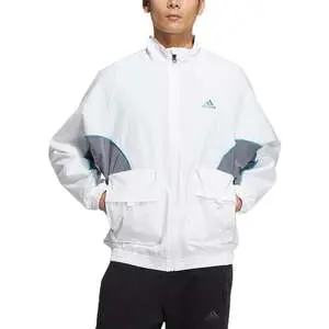 Adidas Logo Printing Pattern Splicing Stand Collar Zipper Jacket