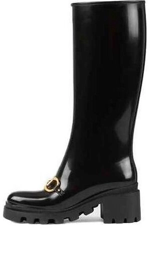 Gucci Rubber Horsebit Tall Boots - Black