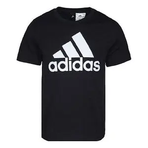 Adidas Logo Printing Sports Round Neck Short Sleeve - Black