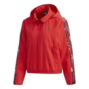 Adidas Adidas Floral Logo Hooded Jacket Red