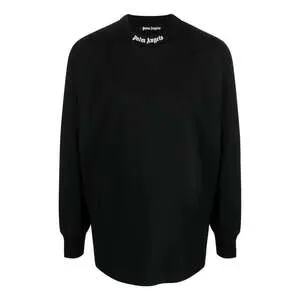 Palm Angels Long Sleeve Mock Neck T-shirt - Black/white