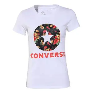 CONVERSE Floral Print Short Sleeve T-shirt - White