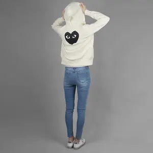 Play Comme Des Garcon Zip Hoodie With Black Heart - Beige