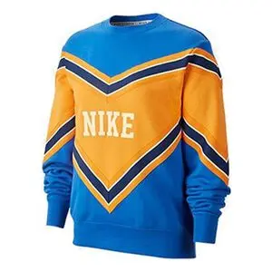 Nike Splicing Fleece Lined Knit Pullover - Blue Orange