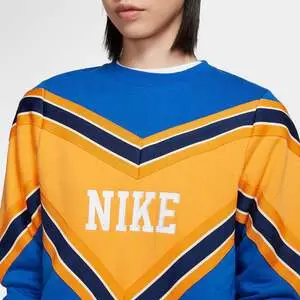 Nike Splicing Fleece Lined Knit Pullover - Blue Orange