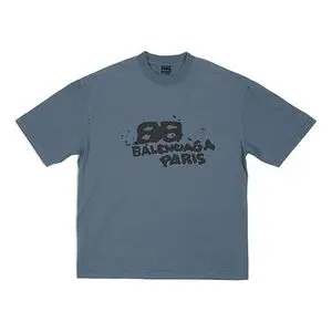 Balenciaga Hand-drawn Bb Icon T-shirt Medium Fit 'blue Black