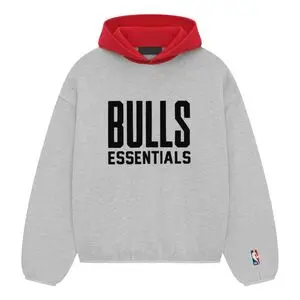 Fear Of God X Nba Bulls Hoodie - Light Heather