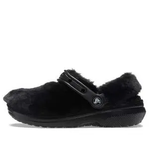 CROCS Classic Fur Sure Slip On Clogs - Black