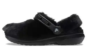 CROCS Classic Fur Sure Slip On Clogs - Black