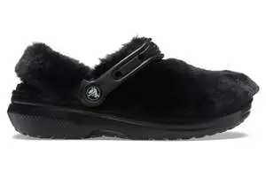 CROCS Classic Fur Sure Slip On Clogs - Black