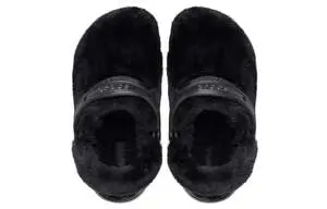 CROCS Classic Fur Sure Slip On Clogs - Black