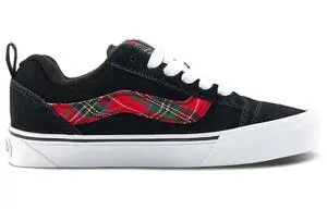 VANS Knu Skool Sneakers With Plaid Detailing - Black/red