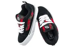 VANS Knu Skool Sneakers With Plaid Detailing - Black/red
