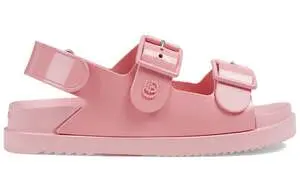 Gucci Rubber Slingback Sandals With Buckle Detail