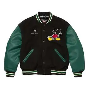 Supreme X Number Ine Mickey Varsity Jacket - Black