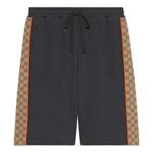Gucci Gg Monogram Paneled Shorts - Dark Grey