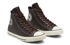 CONVERSE Chuck Taylor All Star Tumbled Leather High Top Sneakers - Brown/white