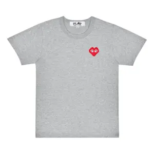 Play Comme Des Garcon Basic Invaders T-shirt Red Emblem - Grey