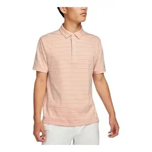 Nike Dri-fit Stripe Breathable Lapel Short Sleeve Arctic Orange Polo Shirt - Default Color