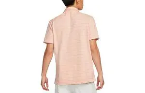 Nike Dri-fit Stripe Breathable Lapel Short Sleeve Arctic Orange Polo Shirt - Default Color