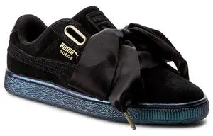PUMA Suede Heart Satin Low Top Sneakers - Black/blue
