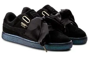 PUMA Suede Heart Satin Low Top Sneakers - Black/blue