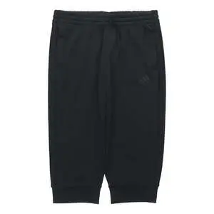Adidas 3s Ft Tc 34pt Embroidered Logo Stripe Knit Bundle Feet Cropped Pants - Black