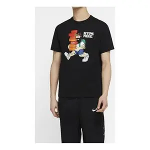 Nike Letter Cartoon Printing Round Collar Male - Black