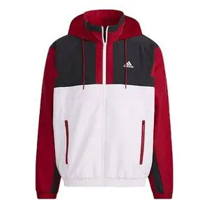 Adidas Colorblock Hooded Long Sleeve Zip-up Jacket - Whiteredmulti-color