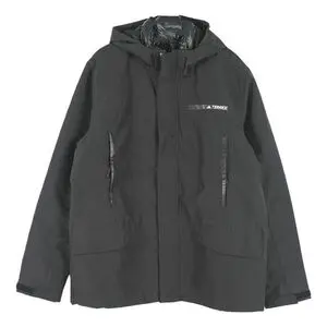 Adidas Solid Color Alphabet Short Zipper Hooded Down Jacket Black - Default Colorway