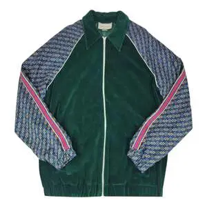 Gucci Oversized Velvet Mixed Media Jacket - Green
