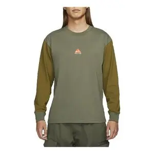 Nike Round Neck Pullover Colorblock Long Sleeves Green T-shirt - Default Color