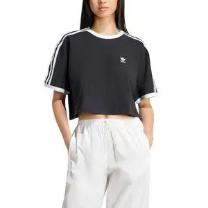 Adidas 3-stripes Loose Crop Top - Black/white