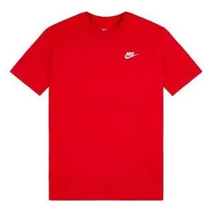Nike Club Embroidered Logo Sports Round Neck Short Sleeve - Red