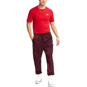 Nike Club Embroidered Logo Sports Round Neck Short Sleeve - Red