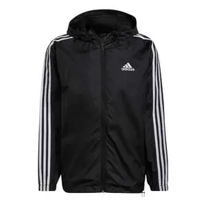 Adidas 3s Wb Stripe Logo Micro Mark Printing Sports Training Hooded Jacket