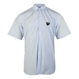 Play Comme Des Garcon Black Emblem Striped Short Sleeve Shirt
