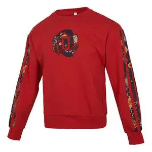 Adidas Crewneck Pullover With Printed Sleeves - Red